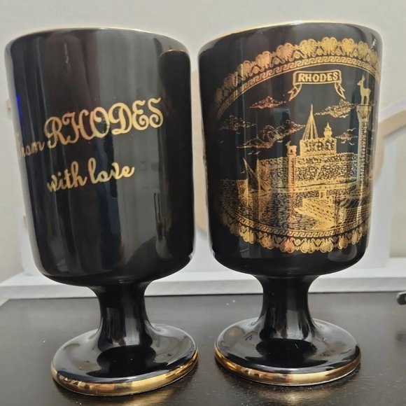 Dining | 24k Gold Handmade In Greece Set Of 2 Short Goblets With Love ...